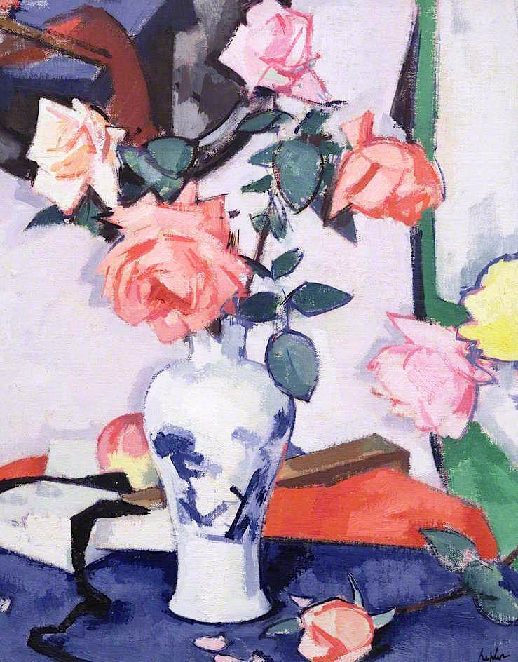 A Vase of Pink Roses - Samuel Peploe作品,无水印高清大图 - 麦田艺术
