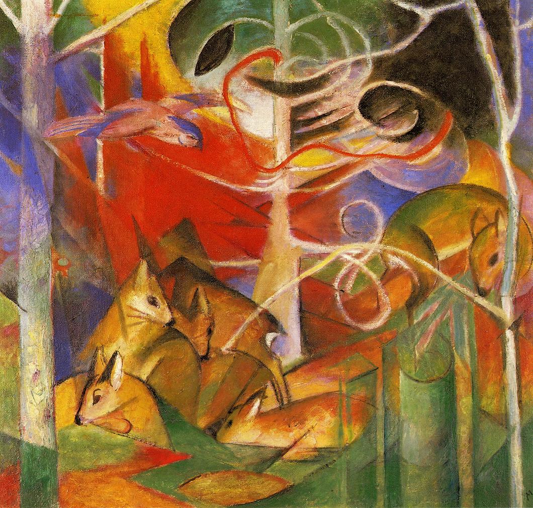 Deer in the Forest - Franz Marc作品,无水印高清图 - 麦田艺术