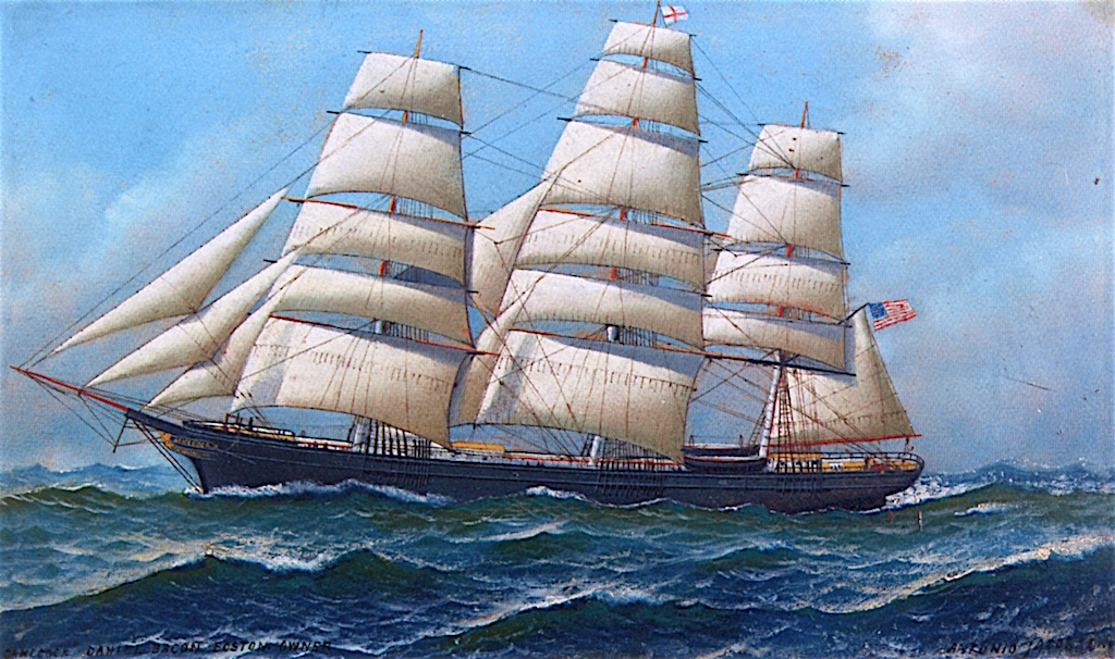 The American Clipper Ship Gamecock under Full Sail - Antonio Jacobsen作品 ...