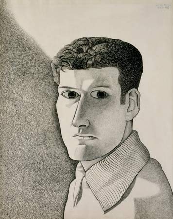 卢西安·弗洛伊德 Lucian Freud《Man at Night (Self-Portrait)》1948-花瓣网