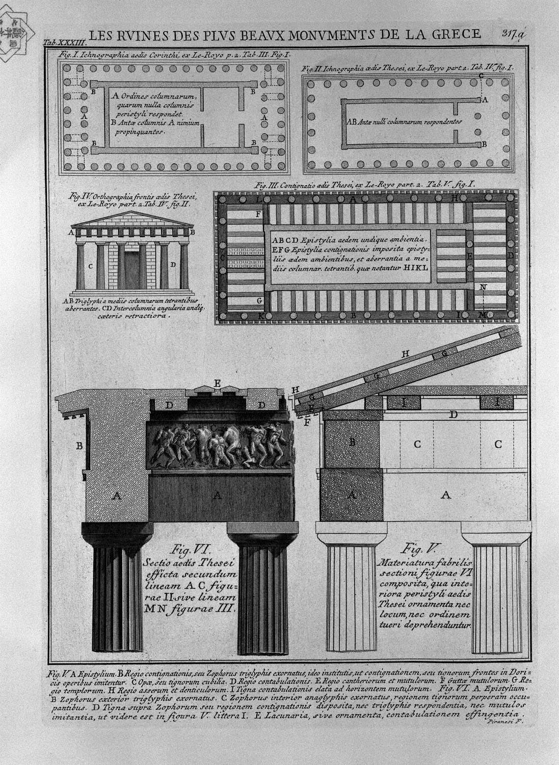 Plan, elevation and details of Doric temples in Greece (from Le Roy ...