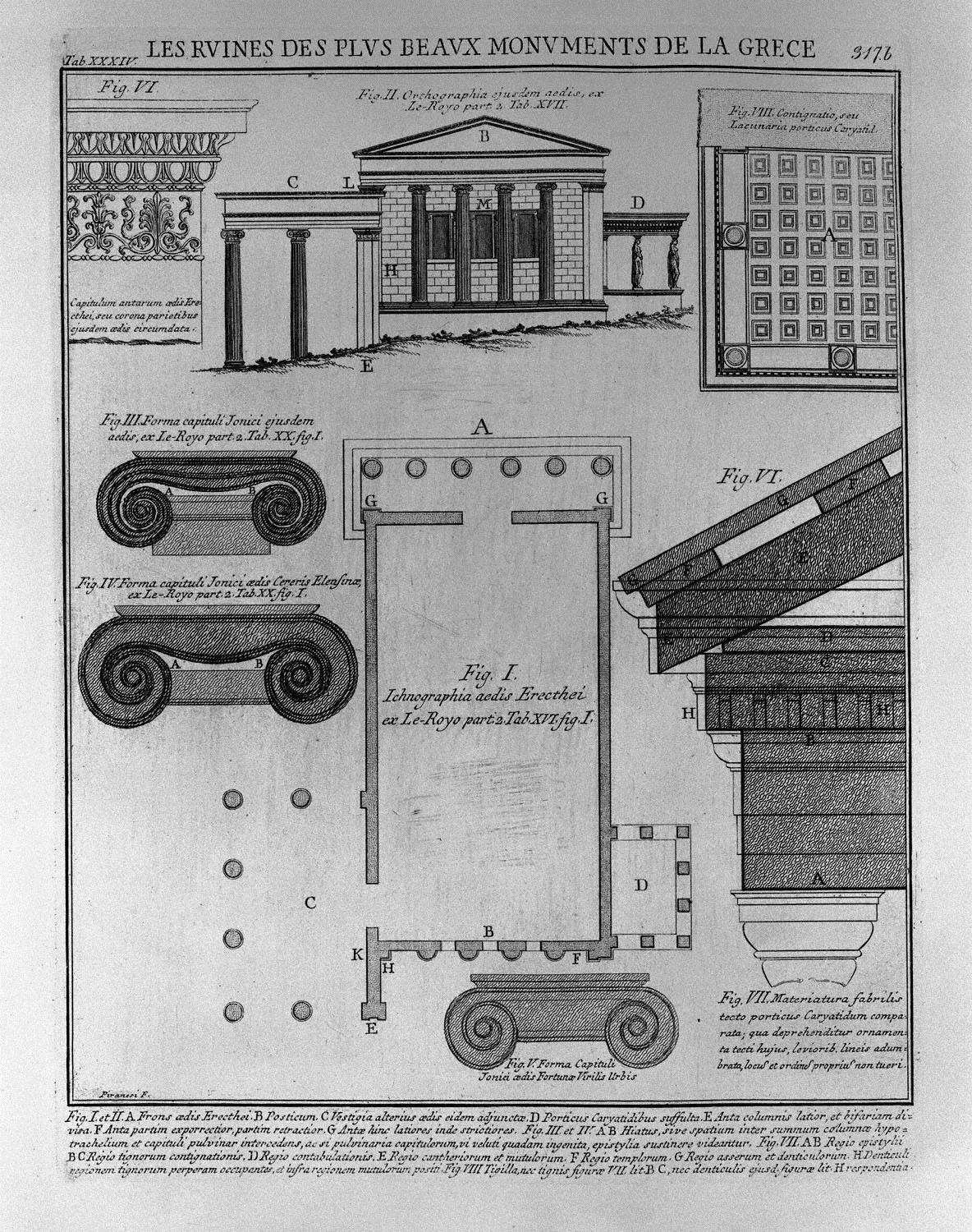 Plan, elevation and details of Doric temples in Greece (from Le Roy ...
