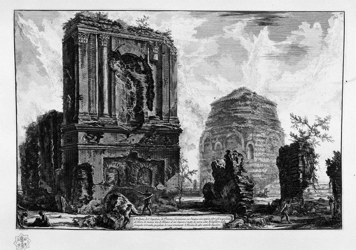 View of the Tomb of Piso Licinianus of the ancient Appian Way, beyond ...