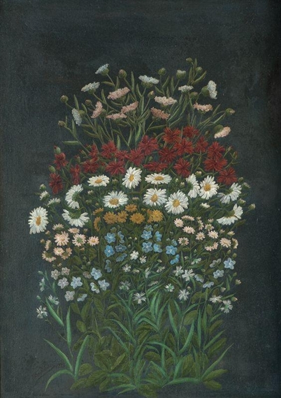 Grand bouquet of wild flowers - Andre Bauchant作品,无水印高清图 - 麦田艺术