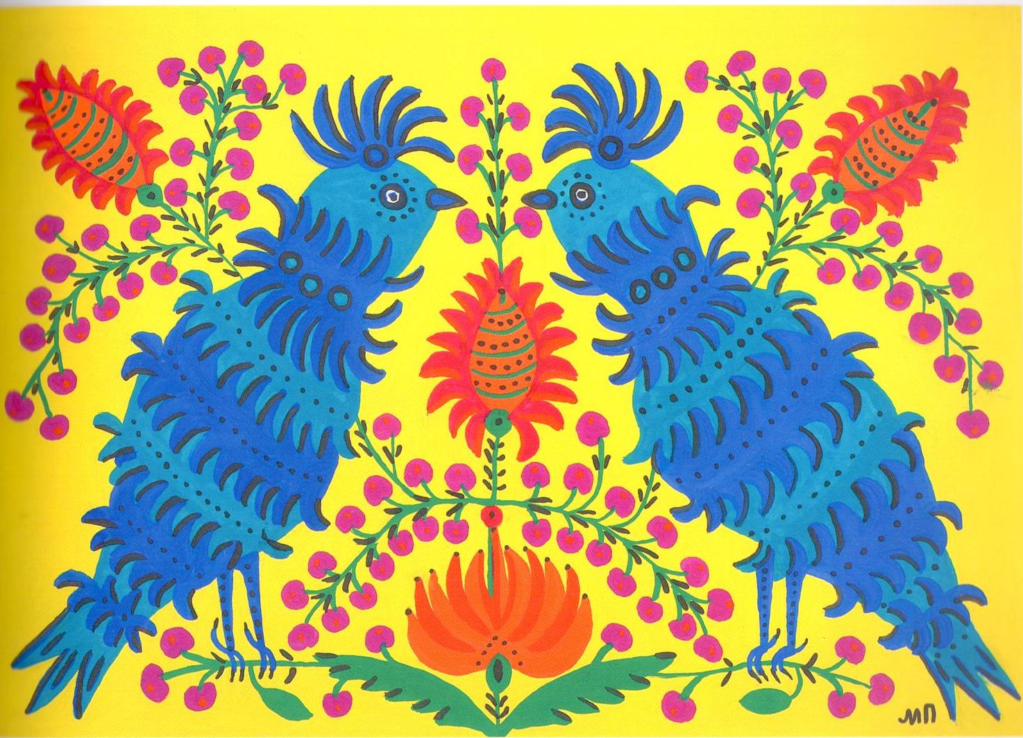 Two Kites - Maria Primachenko作品,无水印高清图 - 麦田艺术