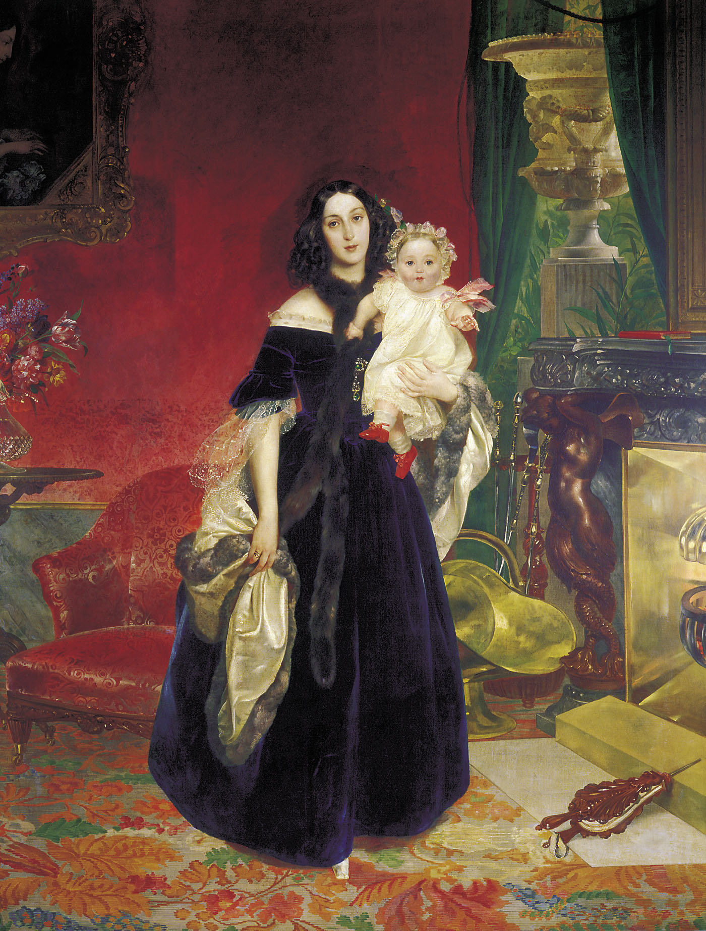 Portrait of M. A. Beck and Her Daughter M.I. Beck - 卡尔·布留洛夫作品,无水印高清图 - 麦田艺术