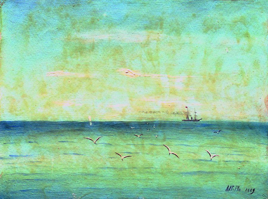 Landscape with seagulls - Lev Lagorio作品,无水印高清图 - 麦田艺术