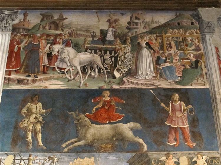 Allegory of March – Triumph of Minerva and Sign of Aries. Frescos in ...