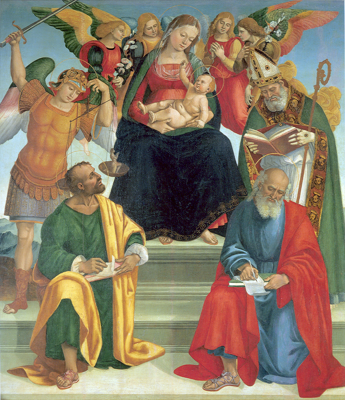 Madonna and Child with Saints and Angels - Luca Signorelli作品,无水印高清图 - 麦田艺术