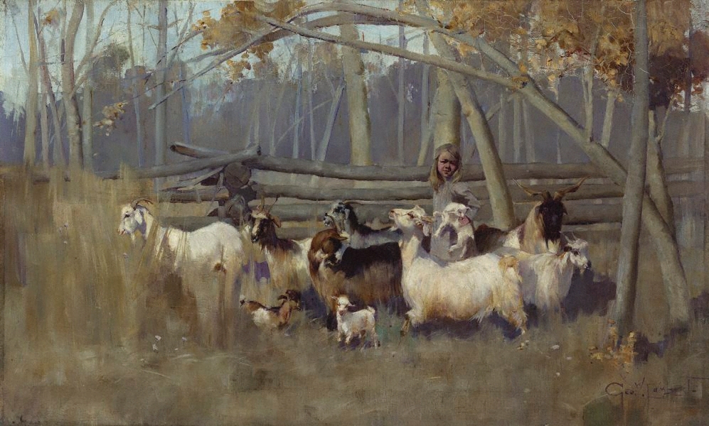 A Bush Idyll - George Washington Lambert作品,无水印高清图 - 麦田艺术