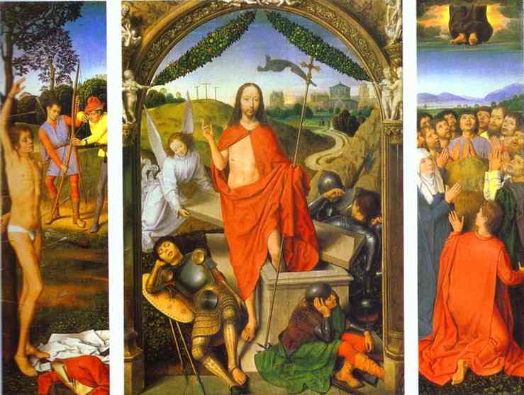 Triptych of the Resurrection: The Resurrection (centre) The Martyrdom of St. Sebastian (left ...