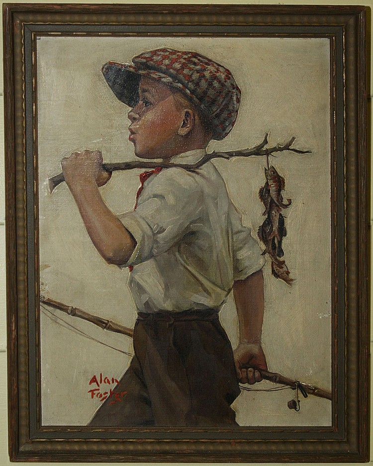 Boy with Perch - Alan Stephens Foster作品,无水印高清图 - 麦田艺术