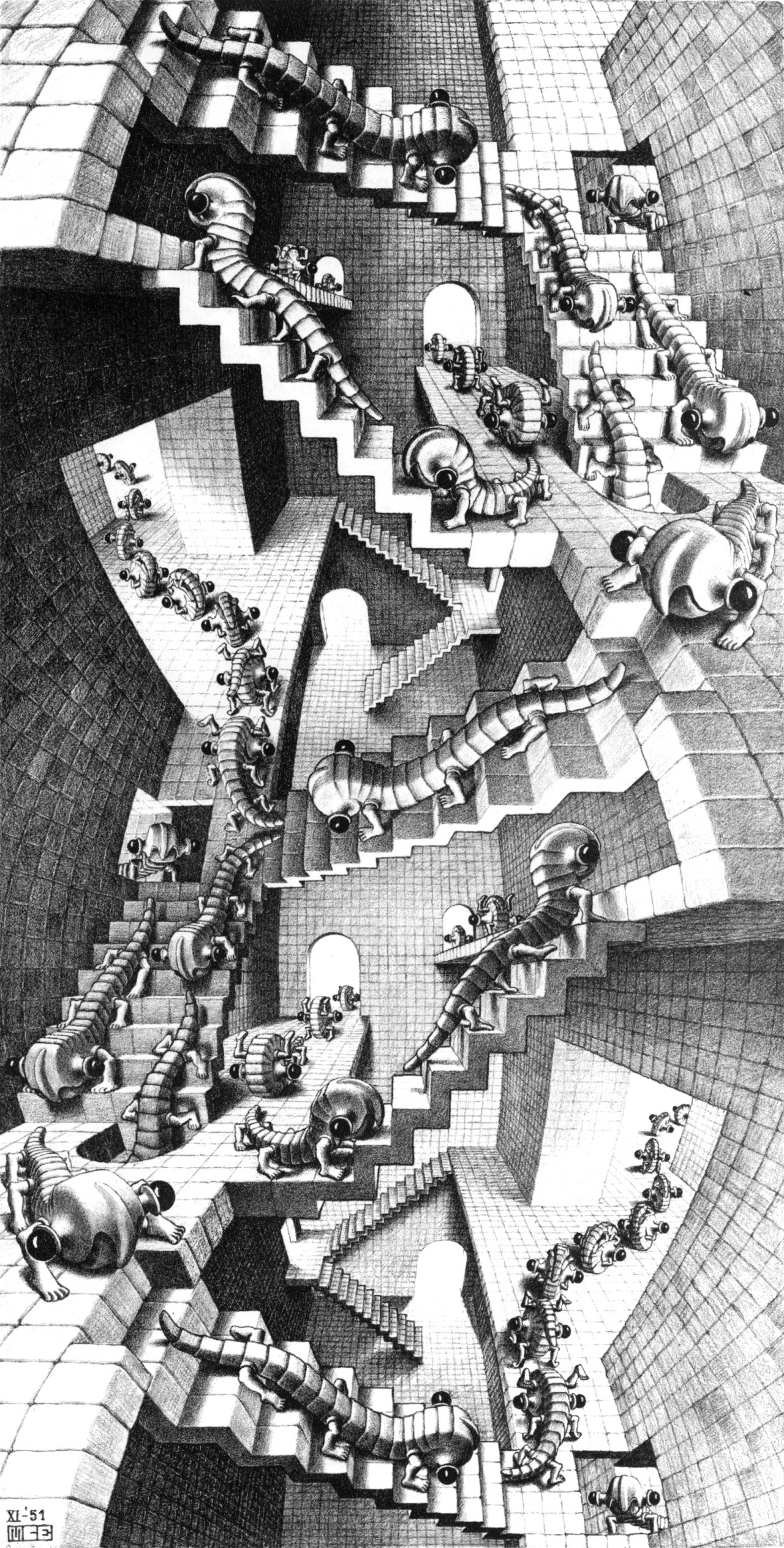 House of Stairs - M.C. Escher 作品高清大图 - 麦田艺术