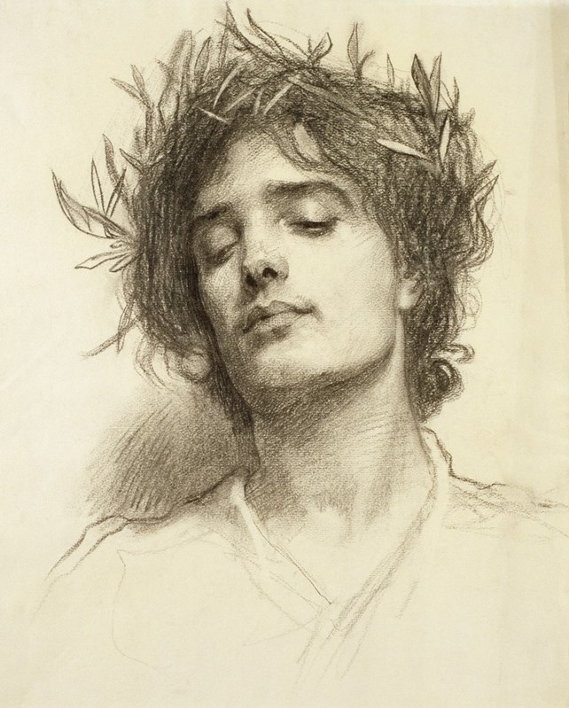 Figure with a laurel wreath - Herbert James Draper 作品高清大图 - 麦田艺术